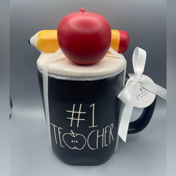 Rae Dunn | Dining | Rae Dunn Mug Teacher Pencil Apple Topper Lid Solid ...